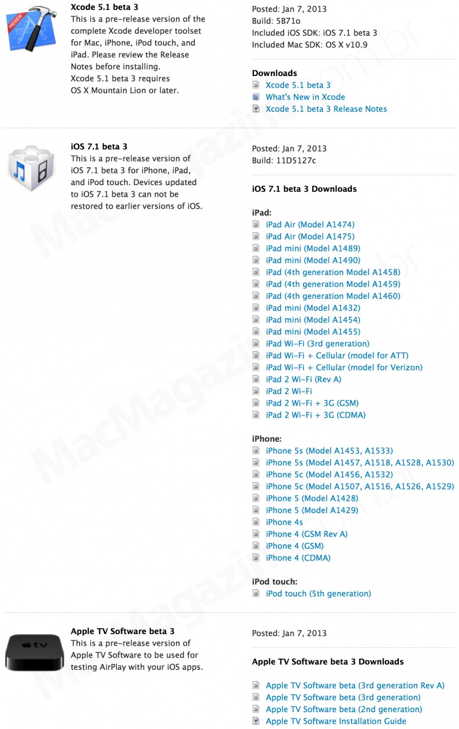 ↪ Apple libera iOS 7.1 beta 3 para desenvolvedores [atualizado 3x] - MacMagazine