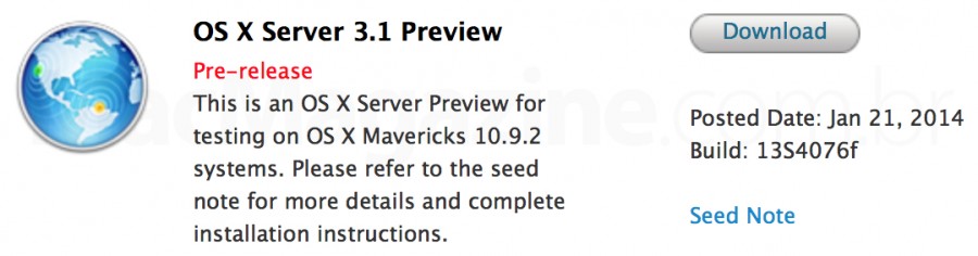 ↪ Apple libera nova versão do OS X Server 3.1 Preview para ...