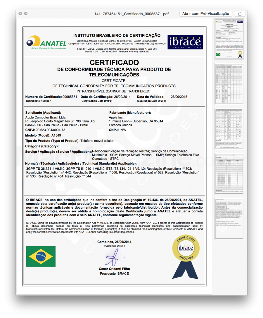 Alguns dias depois do iPhone 6 Plus, Anatel conclui homologação do ...