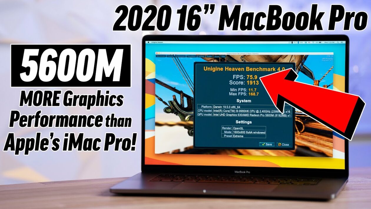 Benchmarks do MacBook Pro de 16" com GPU AMD Radeon Pro 5600M ...