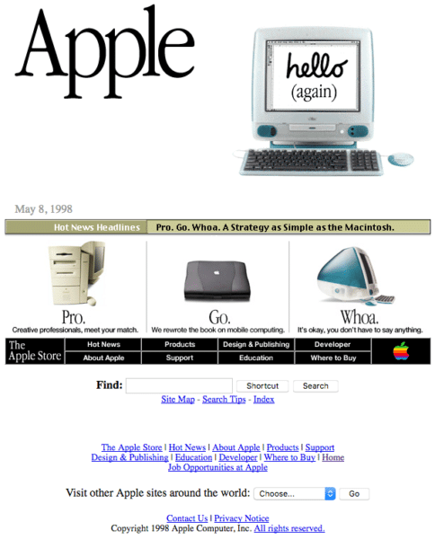 Acompanhe a evolução do Apple.com desde os anos 1990 - MacMagazine