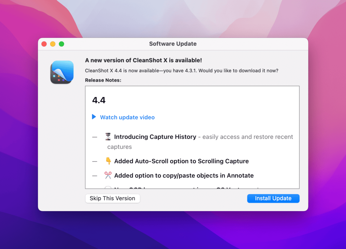 CleanShot 4.4 ganha histórico de captura, rolagem automática e mais ...