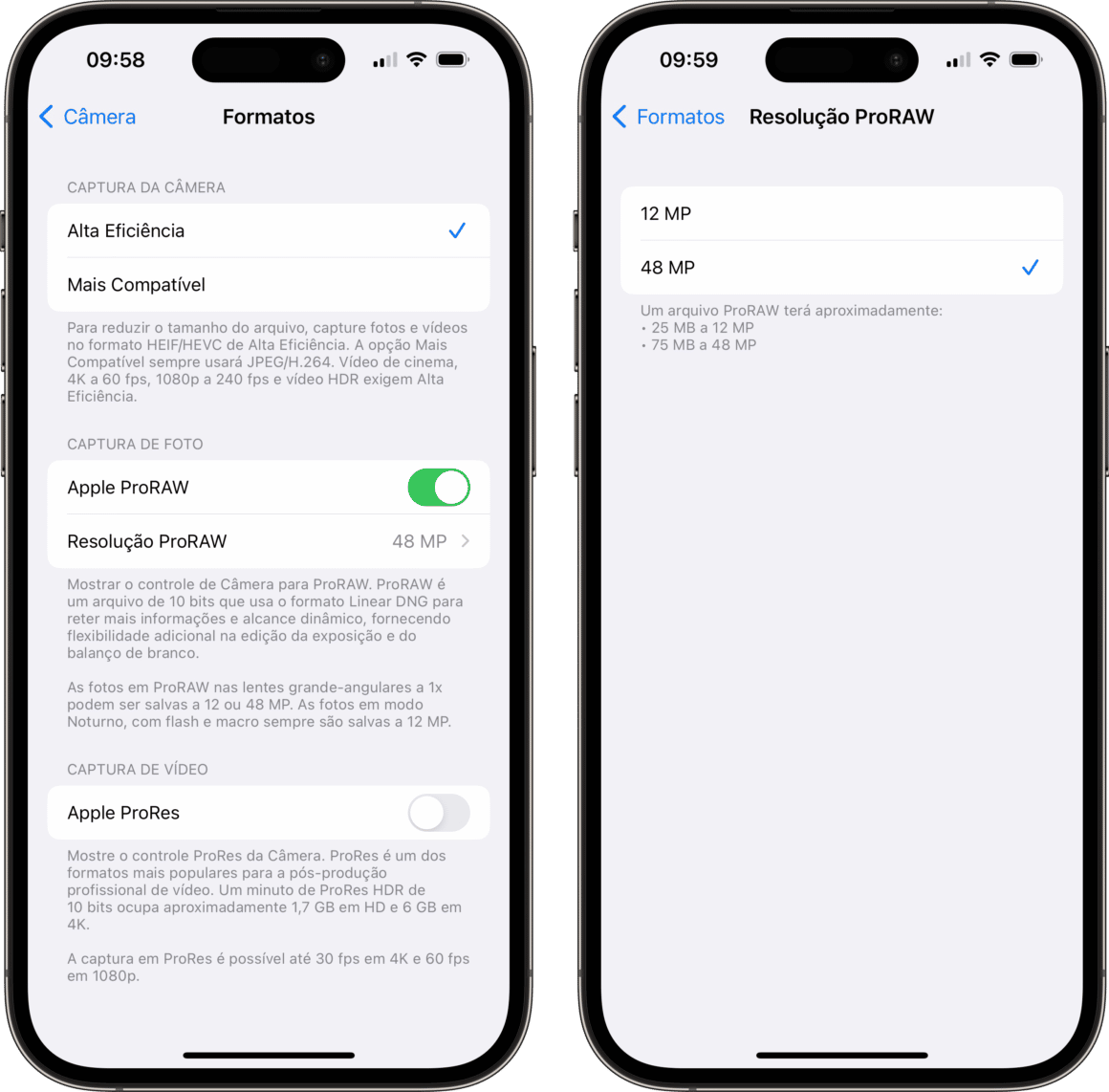 Como alterar a resolução das fotos em ProRAW nos iPhones 14 Pro e 14 ...