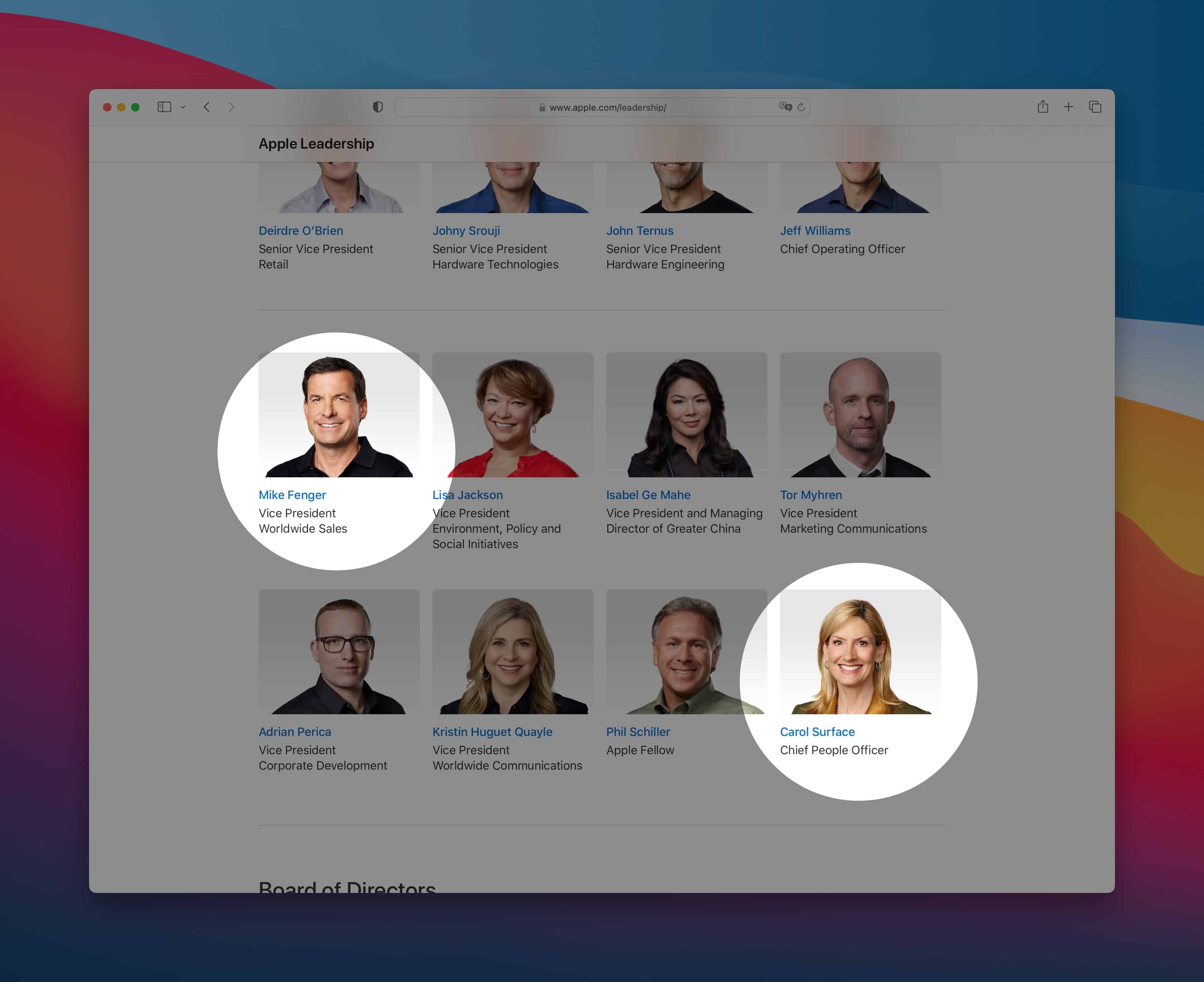 Mike Fenger and Carol Surface Join Apple's Leadership Page – Archyde