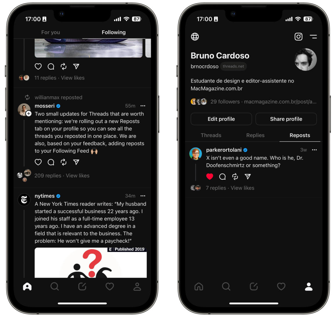 Threads ganha aba de reposts e novidades no feed "Seguindo" - MacMagazine
