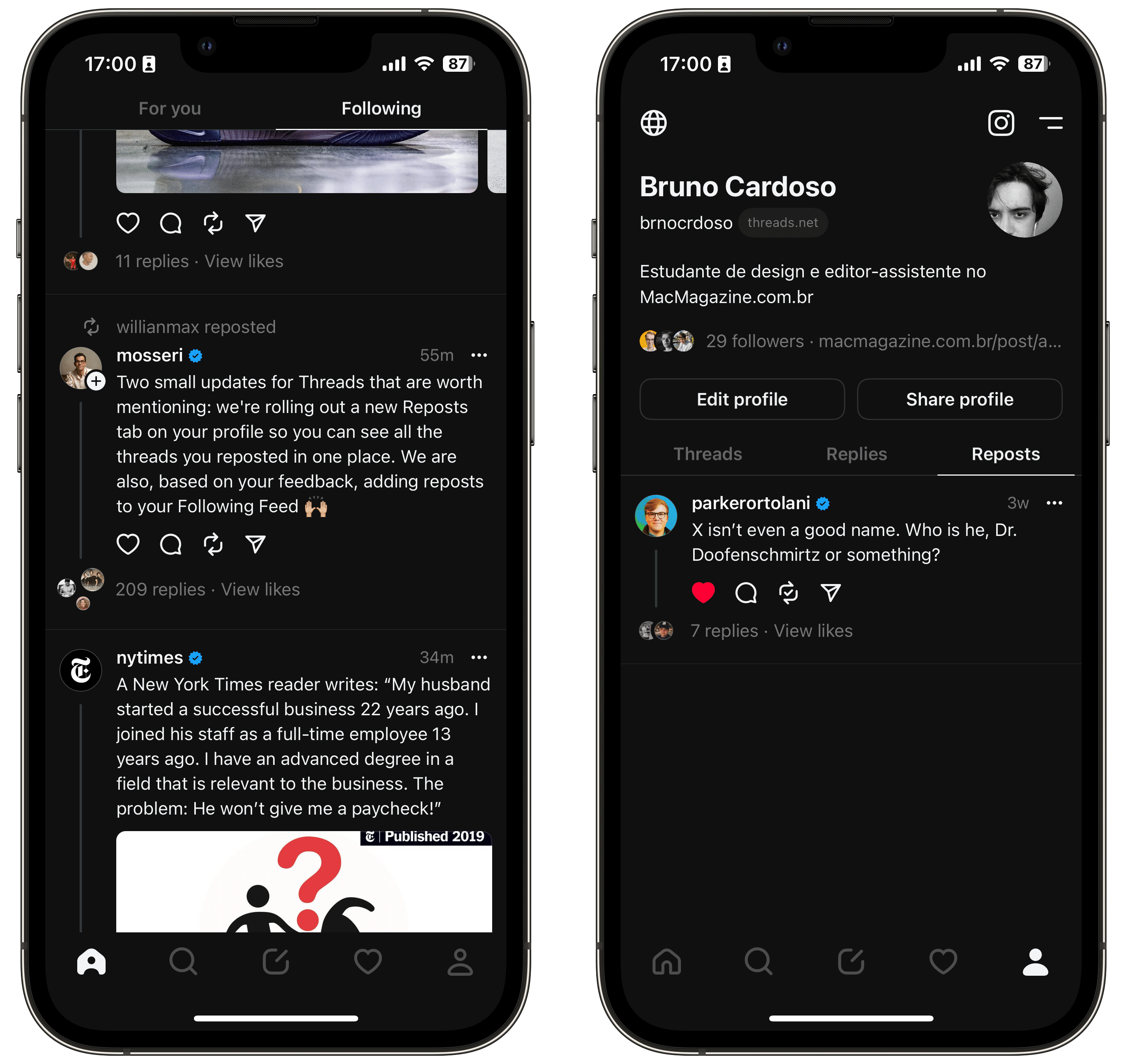 Threads ganha aba de reposts e novidades no feed "Seguindo" - MacMagazine
