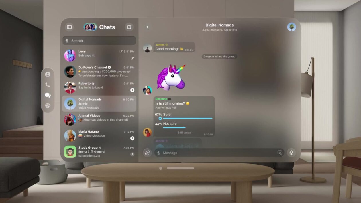 Telegram divulga primeiras imagens do seu app para visionOS - MacMagazine