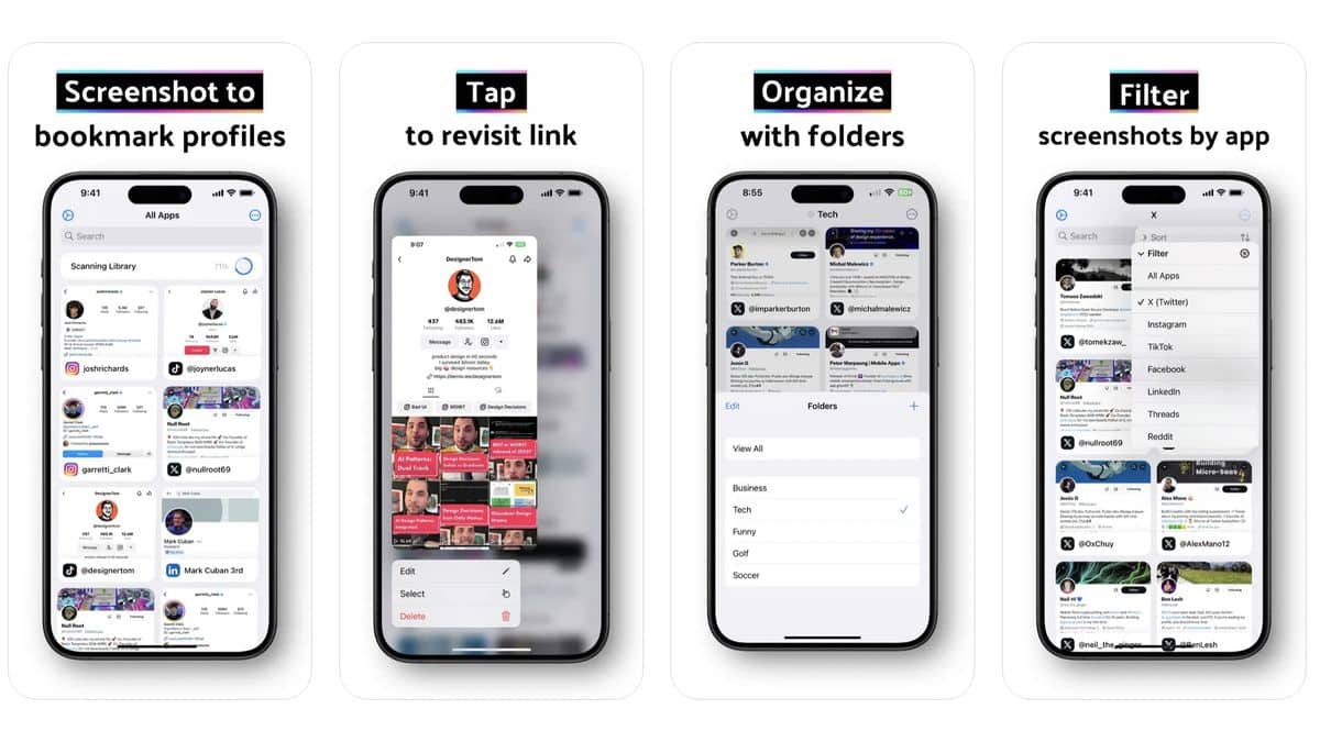 Save and revisit social media profiles with the Screenshot Contacts app ...