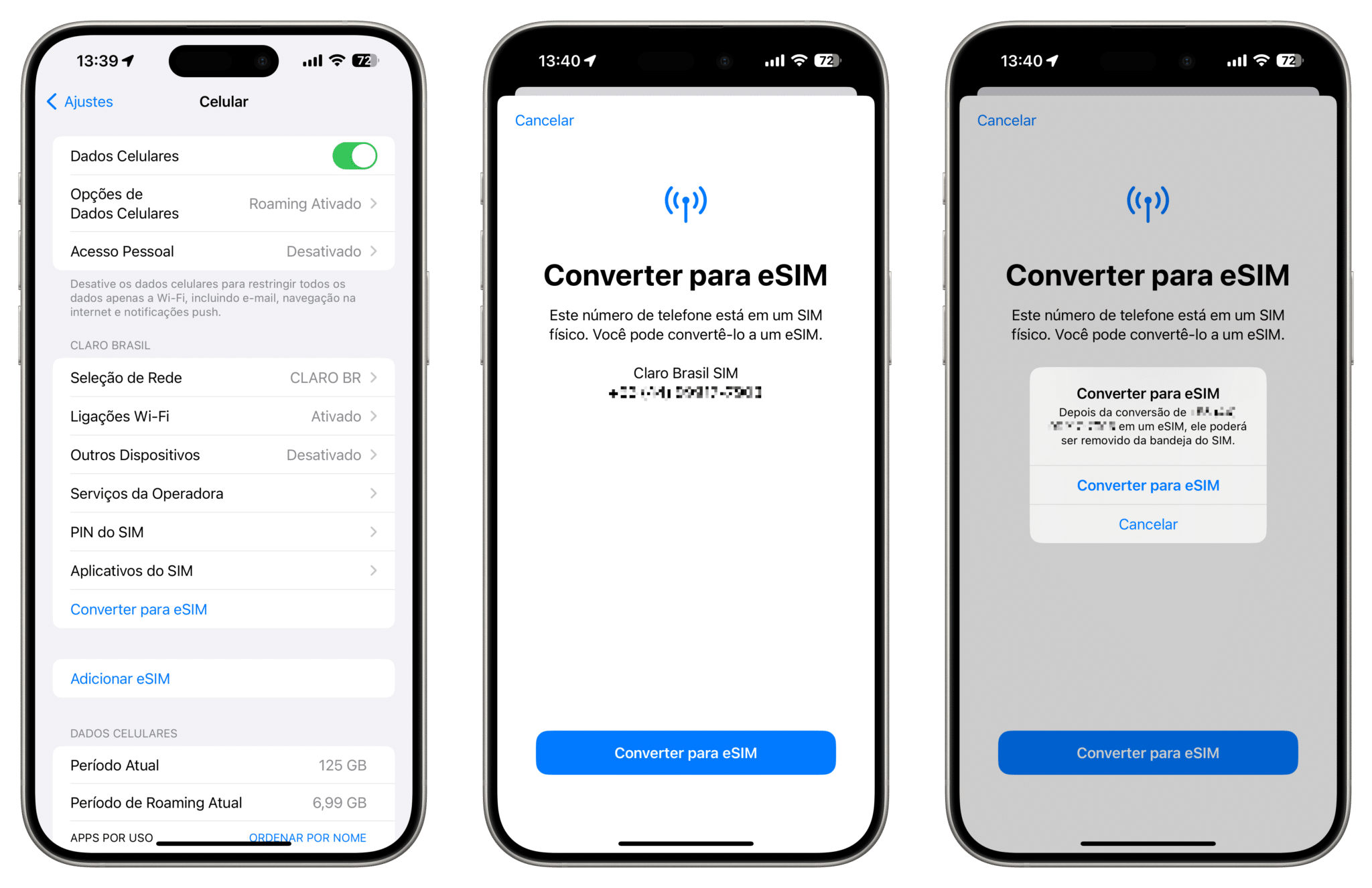 Como converter um chip físico (SIM card) em eSIM pelo próprio iPhone ...
