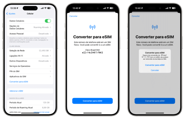 Como converter um chip físico (SIM card) em eSIM pelo próprio iPhone ...