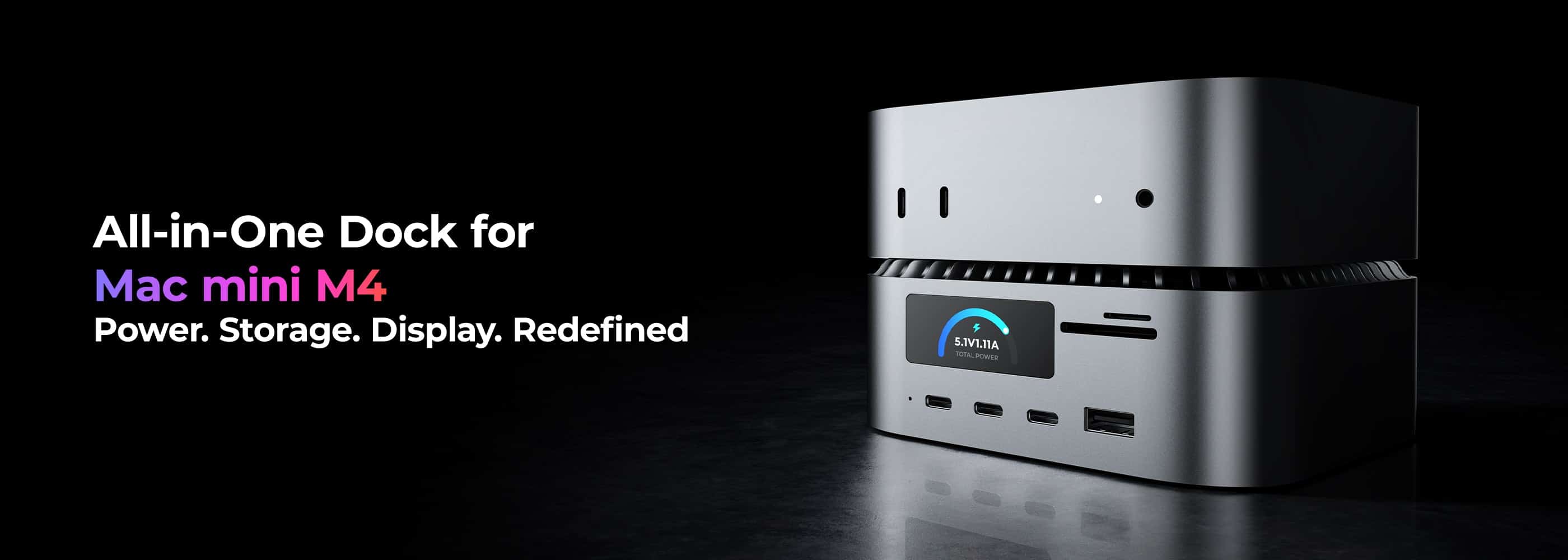 Dock da RayCue para o Mac mini (M4) tem tela e espaço para SSDs de até ...